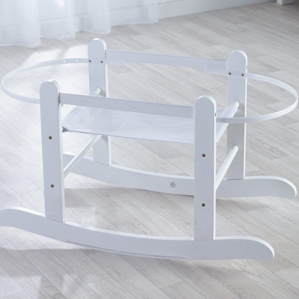 Grey Waffle Grey Wicker Moses Basket with Rocking Stand Grey - Kinder ...