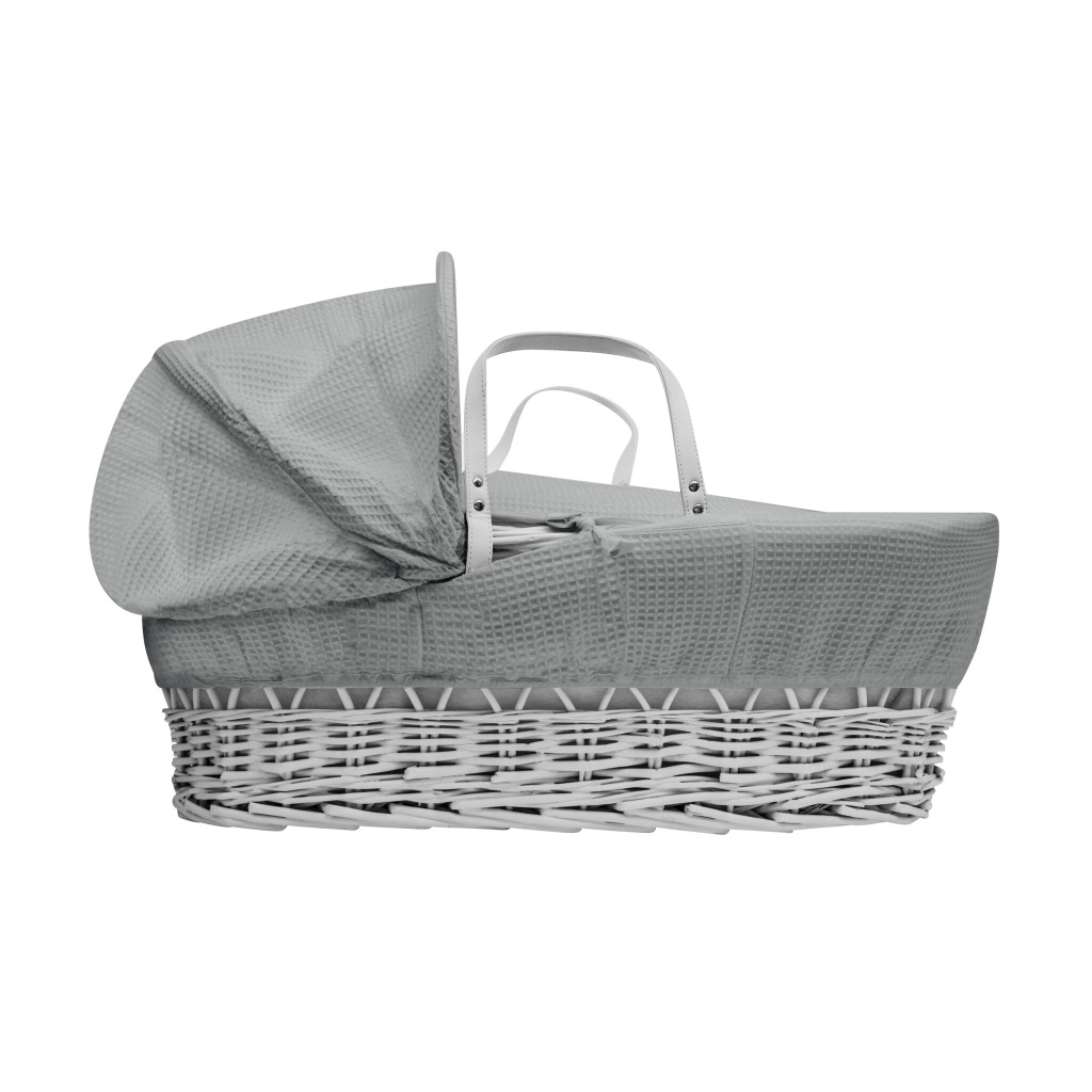 Grey Dimple White Wicker Moses Basket - Kinder Valley