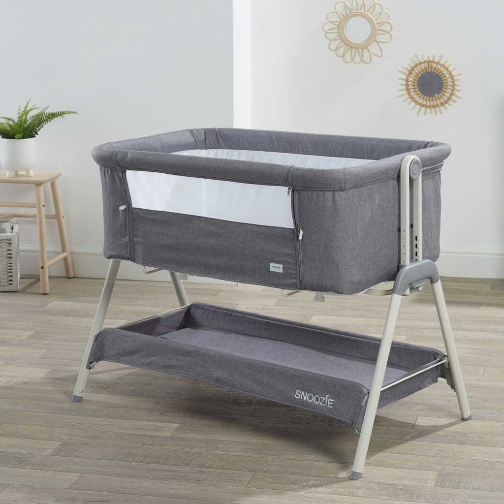 Snoozie Bedside Crib Storm Grey - Kinder Valley