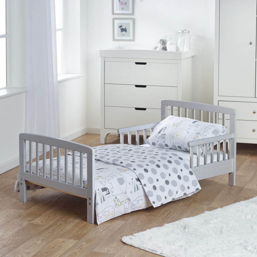 7 Pcs Safari Friends Sydney Toddler Bed Grey Bundle with Spring ...