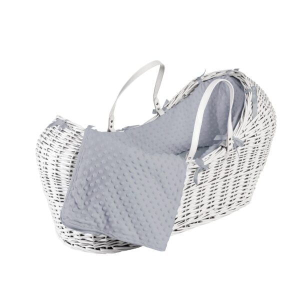 Grey Dimple White Wicker Pod Moses Basket - Kinder Valley