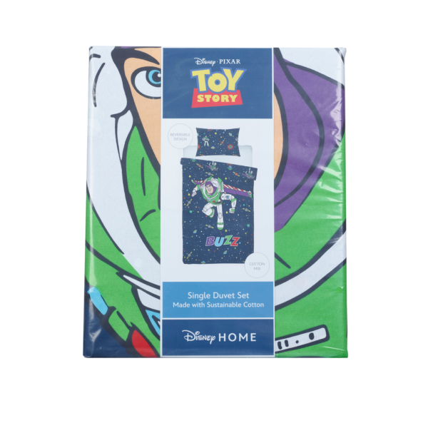 Buzz Lightyear 7 Piece White Wooden Single Bed Bundle with Toy Story ...
