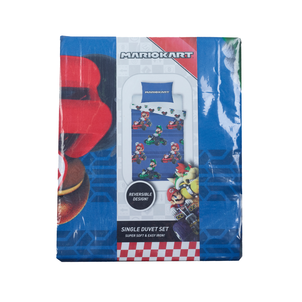 7 Piece Silver Metal Single Bed Bundle with Super Mario Bedding Set - Kinder Valley