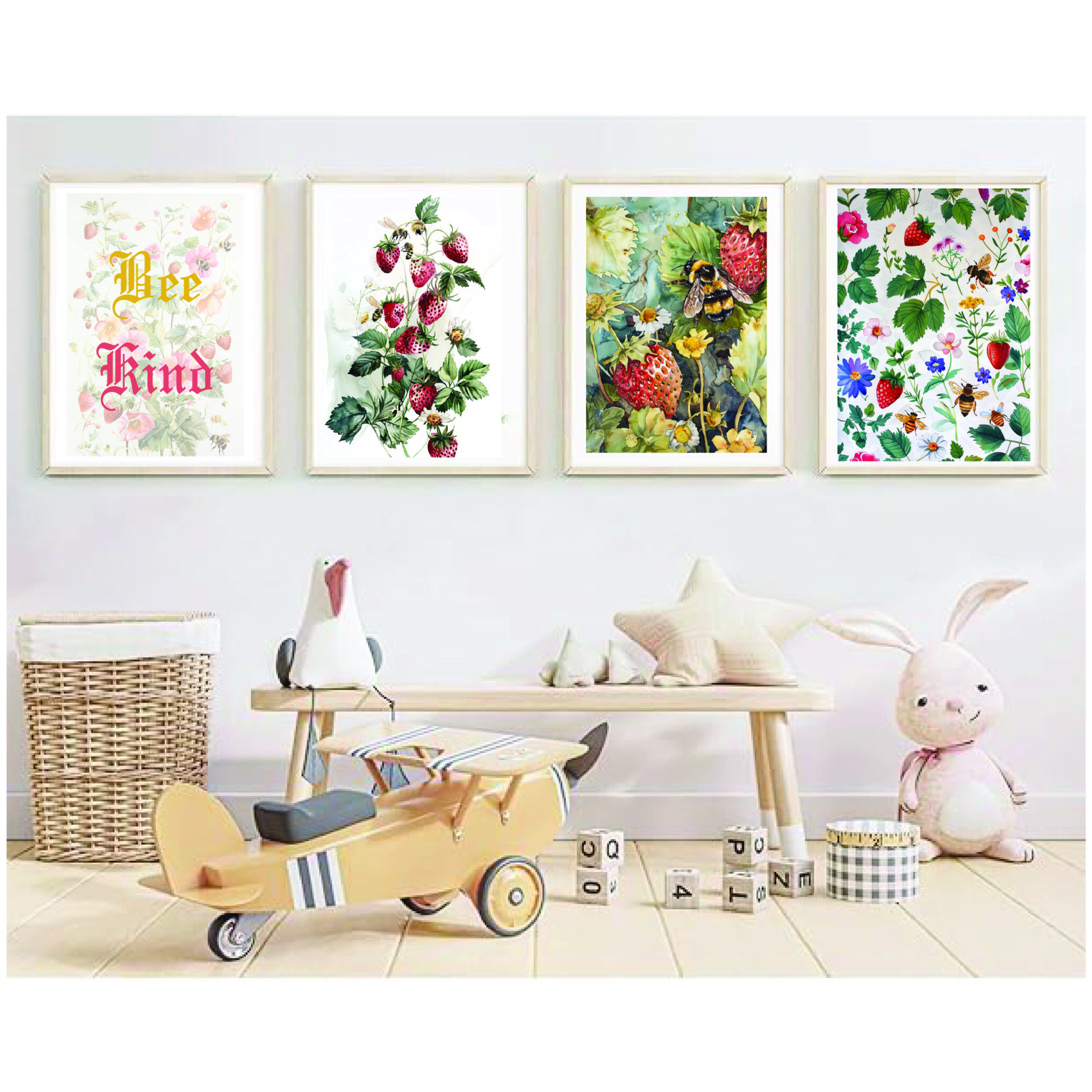 Bee Kind Four Pack Of A3 Poster Prints - Kinder Valley